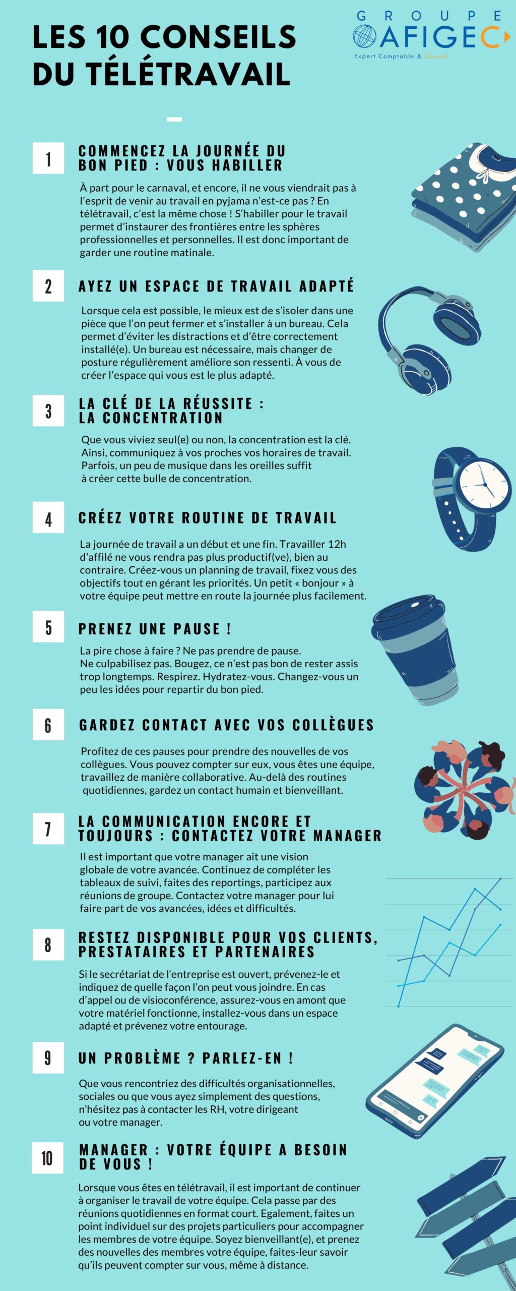Infographie-10-conseils-du-télétravail | AFIGEC